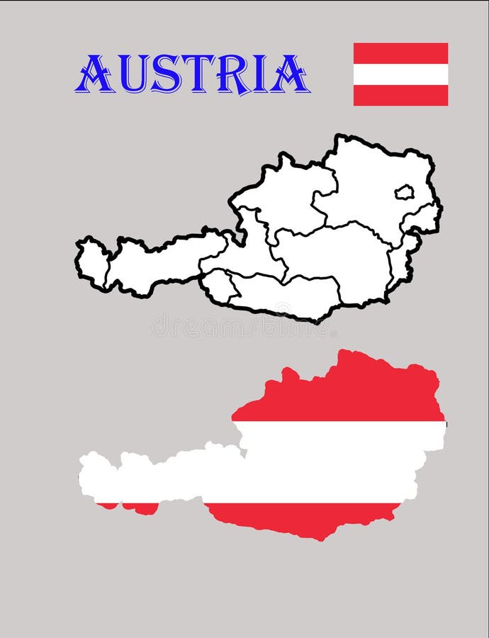 Map of Austria with Regions and Flag Stock Illustration - Illustration ...