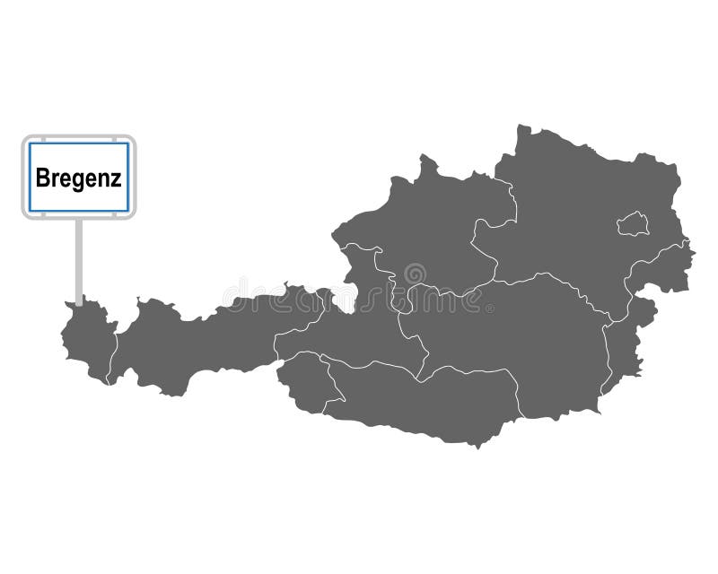 Map of Austria with Road Sign of Bregenz Stock Vector - Illustration of ...