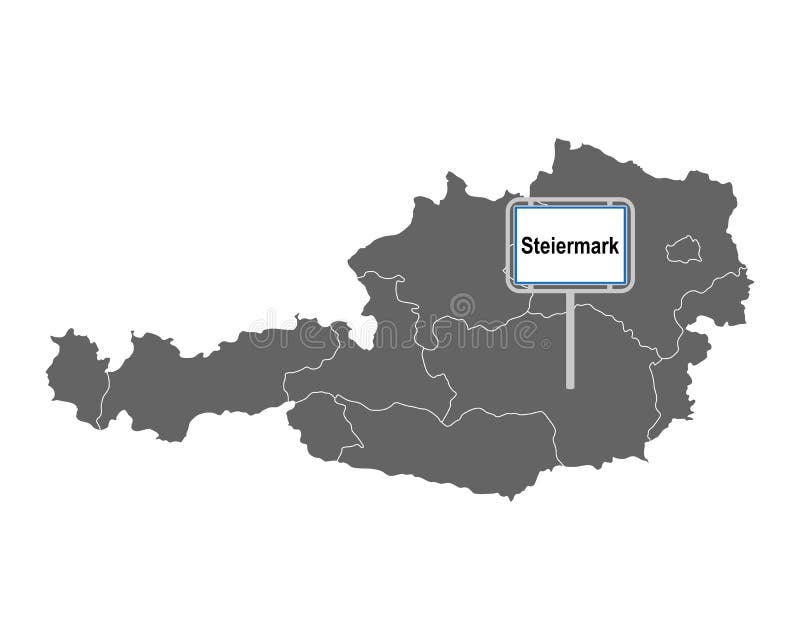 Map of Austria with Road Sign of Steiermark Stock Vector - Illustration ...