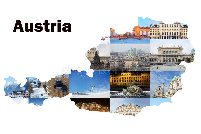 Map of Austria with Vienna, Solden Ski Resort Stock Image - Image of ...