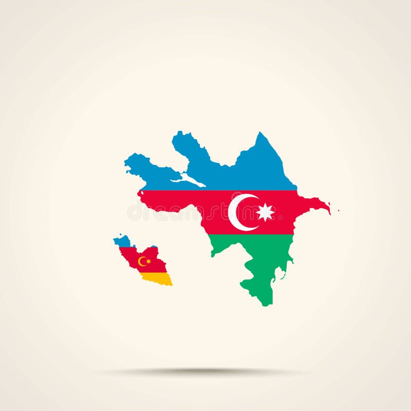 Map of Azerbaijan in Azerbaijan Flag Colors Stock Vector - Illustration ...
