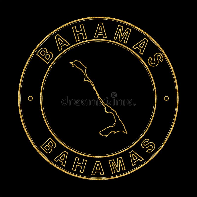 Map of Bahamas, Golden Stamp Black Background Stock Illustration ...