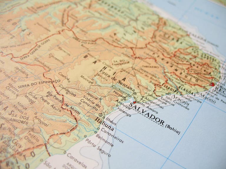 Map of Bahia, Brazil - 1 stock image. Image of brazil - 3808837