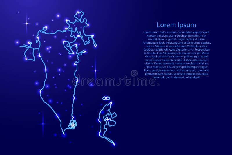 Map Bahrain from the Contours Network Blue, Luminous Space Stars ...