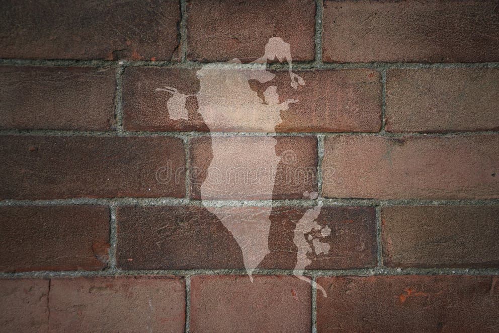 Map of Bahrain on a Old Brick Wall Stock Image - Image of adventure ...