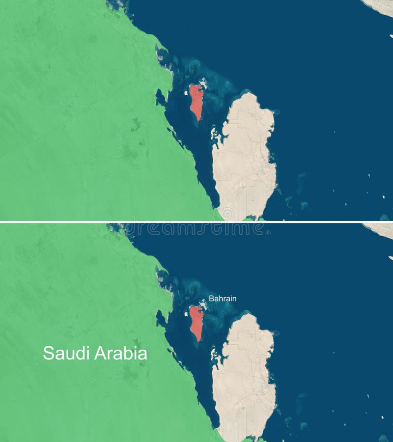 The Map of Bahrain and Saudi Arabia with Text, Textless Stock ...