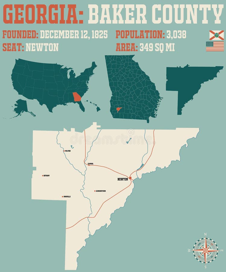 Map Of Baker County In Florida Stock Vector - Illustration of city ...