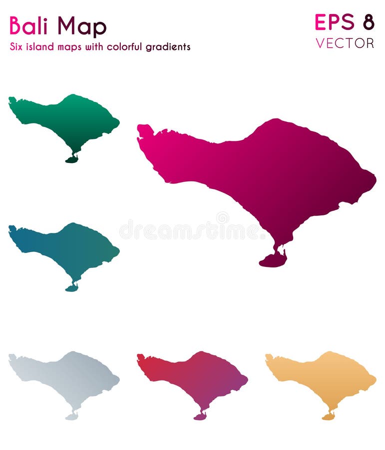 Map of Bali with Beautiful Gradients. Stock Vector - Illustration of ...