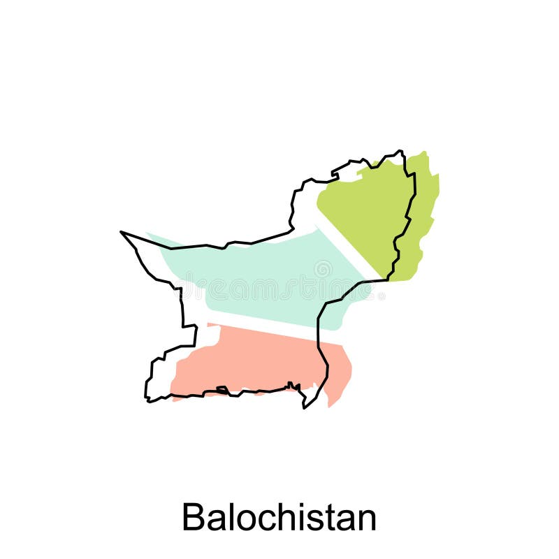 Map of Balochistan Modern with Outline Style Vector Design, World Map ...