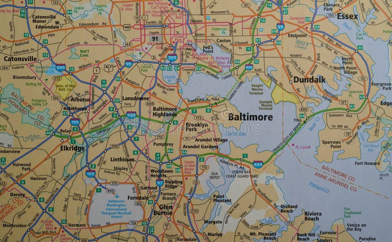 Map of the Baltimore Metro Area Stock Image - Image of destination ...