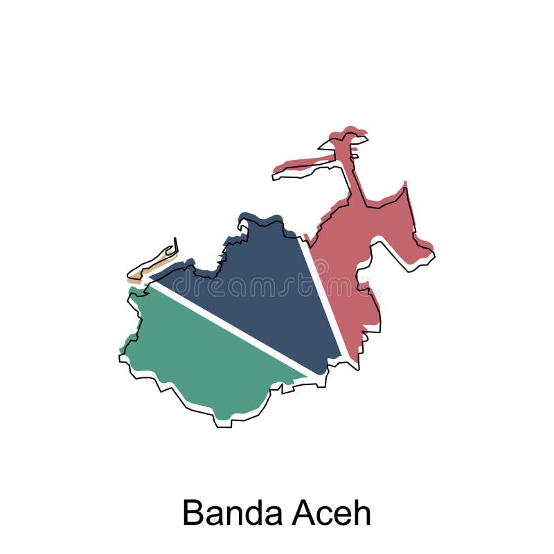 Map of Banda Aceh Graphic Illustration Template Stock Vector ...
