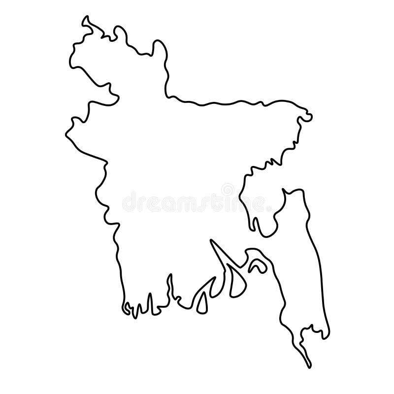 Map of Bangladesh - Outline Stock Illustration - Illustration of white ...