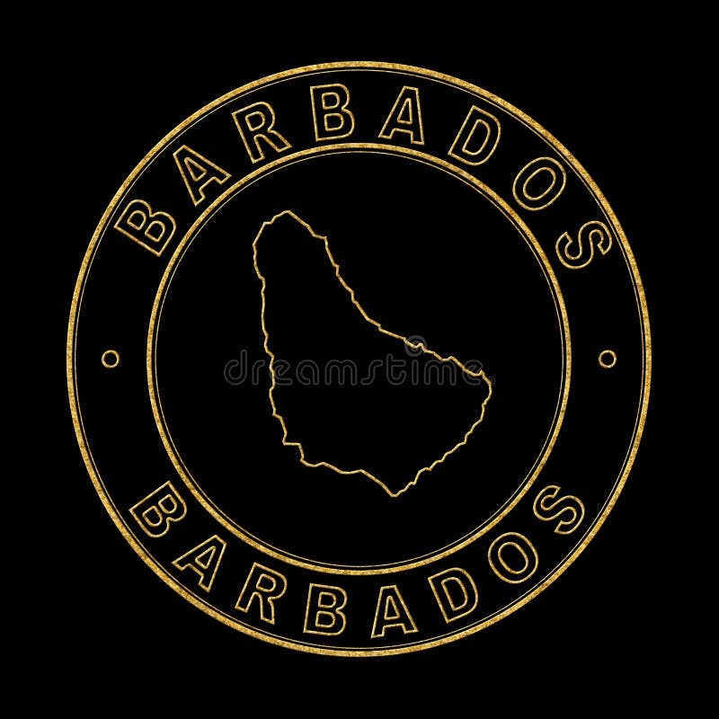 Map of Barbados, Gold Map on Black Background Stock Illustration ...