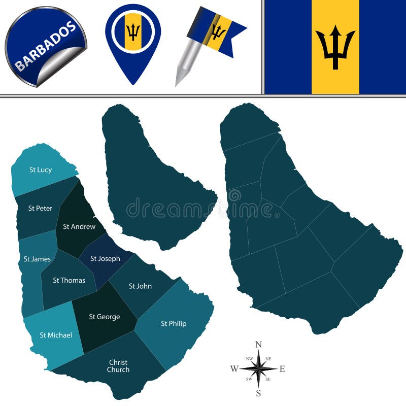 Map of Barbados with Parishes Stock Vector - Illustration of boundary ...