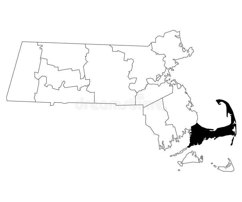 Map of Barnstable County in Massachusetts State on White Background. Single County Map ...