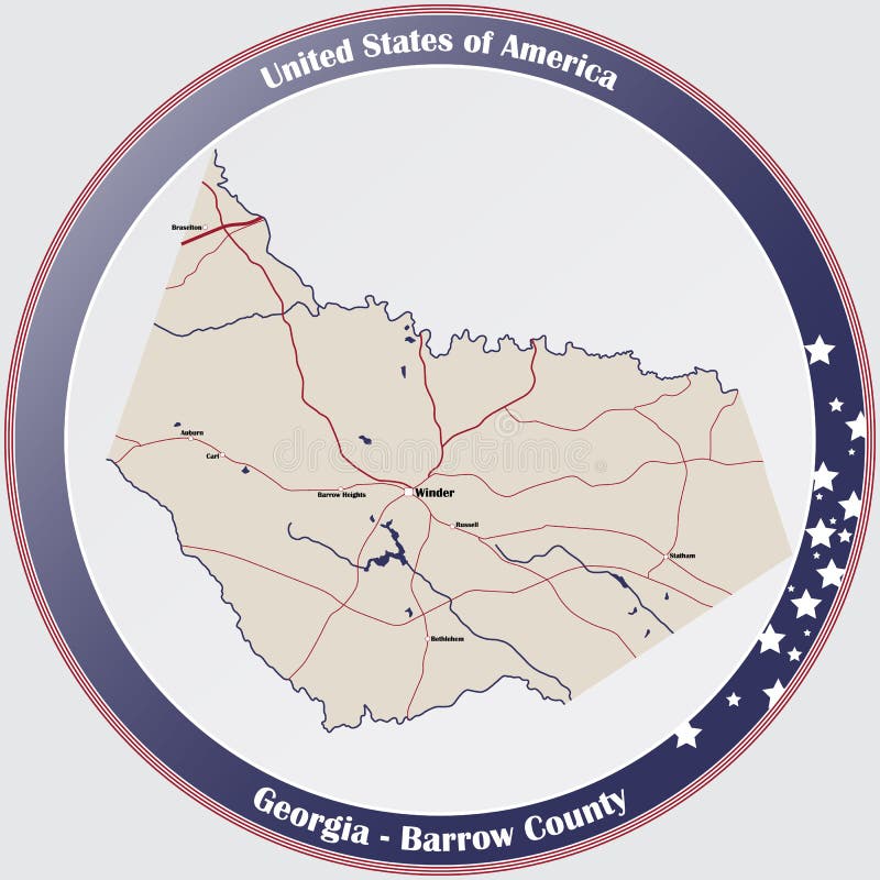 Map of Barrow County in Georgia Stock Vector - Illustration of state ...