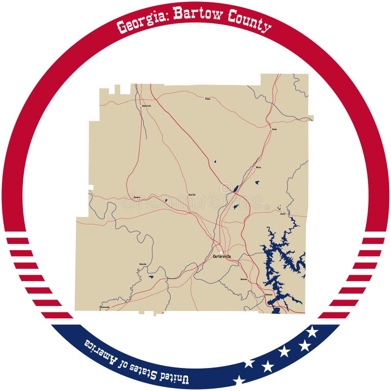 Map of Bartow County in Georgia, USA. Stock Vector - Illustration of infographic, button: 331465706