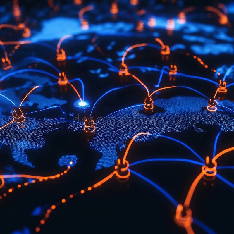 A Map-based Illustration of Interconnected Nodes and Lines Showcases ...