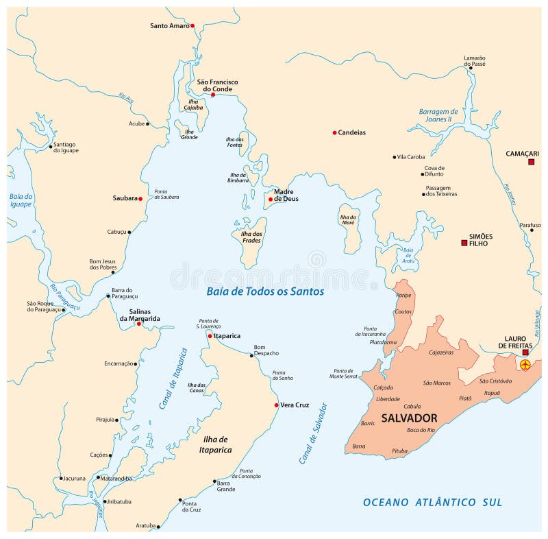 Map of the Bay of All Saints in the Brazilian State of Bahia Stock ...