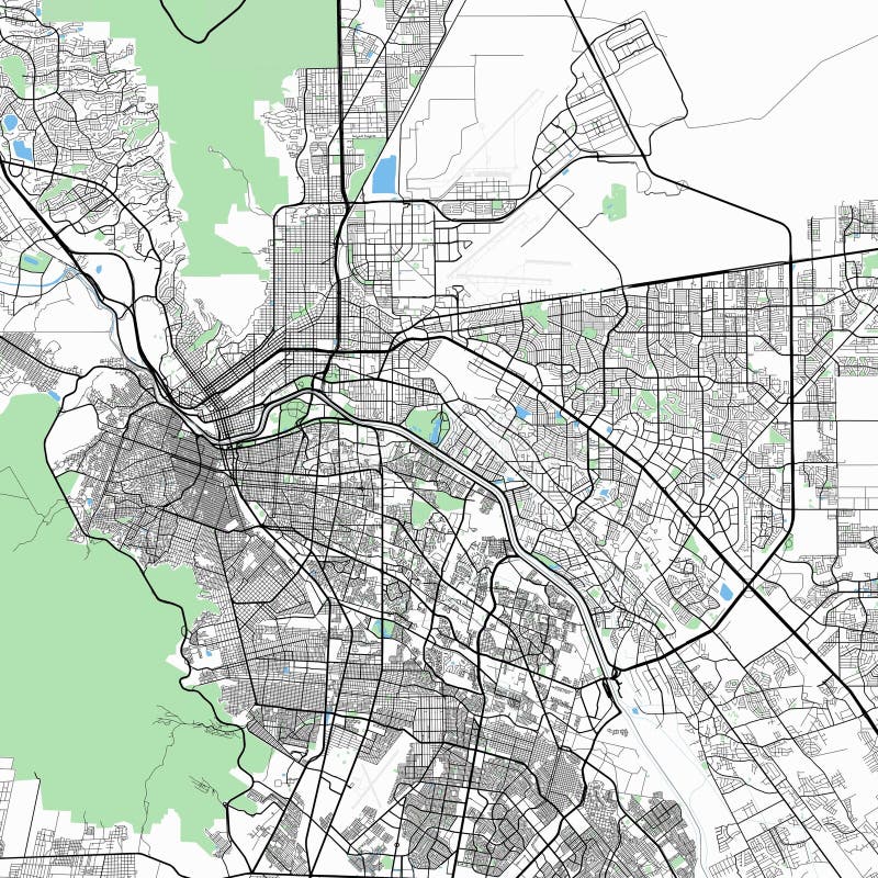 Map of the City of Ciudad Juarez. Stock Illustration - Illustration of ...
