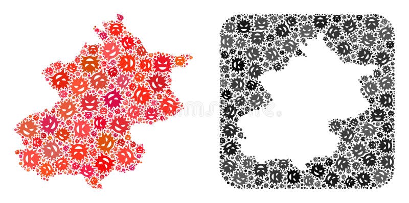 Map of Beijing Municipality - Flu Virus Mosaic with Empty Space Stock ...