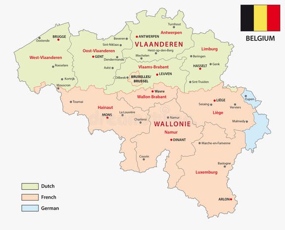 Map of the Belgian Regions and Language Areas Stock Vector ...