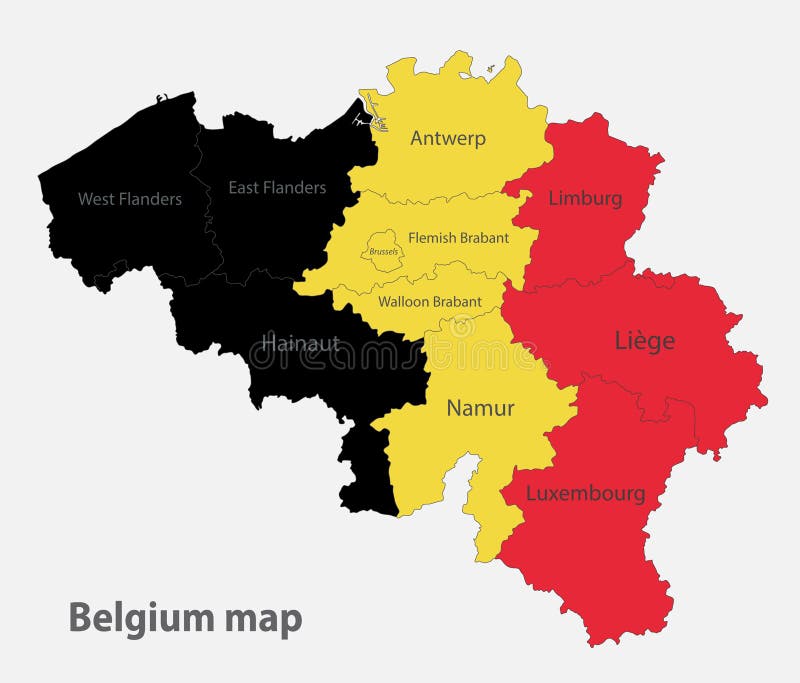 Belgium Map, Administrative Division with Names, Old Paper Background ...