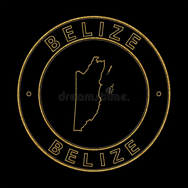 Map of Belize, Golden Stamp Black Background Stock Illustration ...