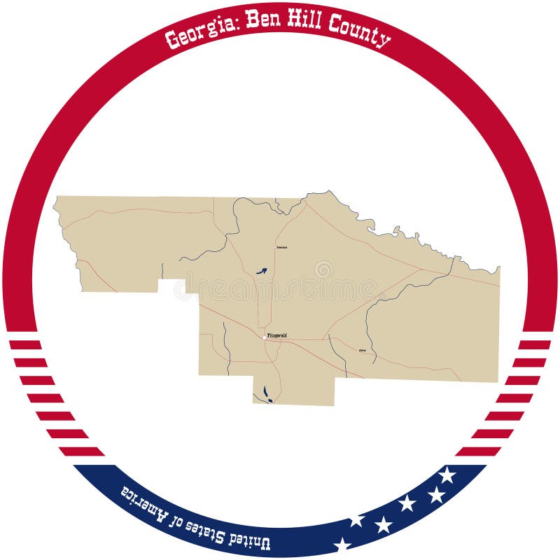Map of Ben Hill County in Georgia, USA Stock Illustration ...