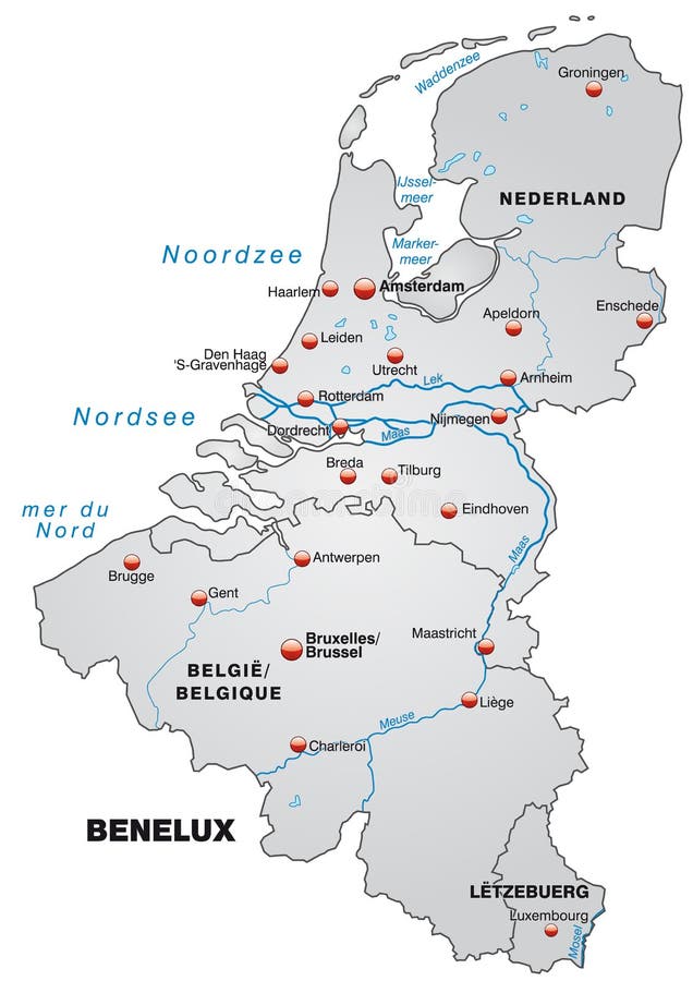 Map of Benelux stock vector. Illustration of border, gray - 37445750