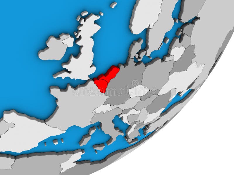 Map of Benelux Union on 3D Globe Stock Illustration - Illustration of ...