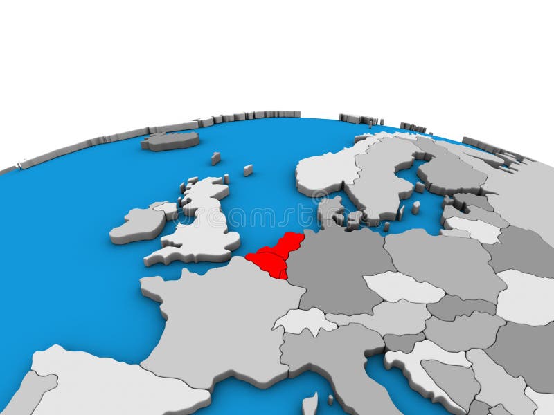 Map of Benelux Union on 3D Globe Stock Illustration - Illustration of ...
