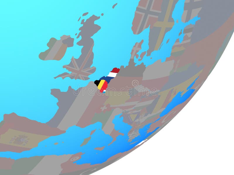 Map of Benelux with National Flags and Added Distance between Countries ...