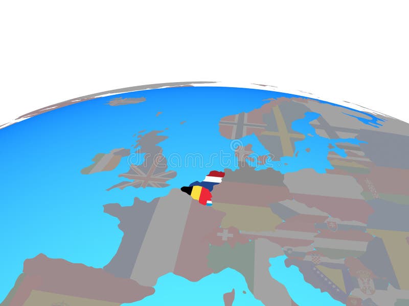 Map of Benelux with National Flags and Added Distance between Countries ...