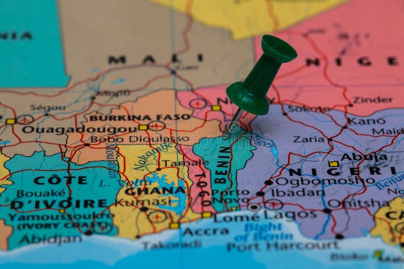 Map of Benin with a Green Pushpin Stuck Stock Photo - Image of route ... Map of Benin with a Green Pushpin Stuck Stock Photo - Image of route ...