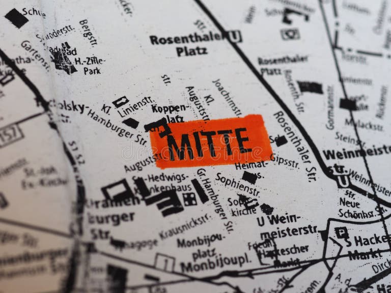 Map of Berlin City Centre (Mitte Stock Image - Image of landmark ...