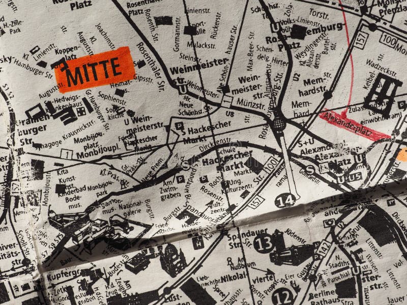 Map of Berlin City Centre (Mitte Stock Image - Image of germany ...