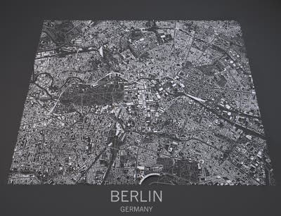 Map of Berlin, Satellite View, Map in Negative, Germany Stock ...