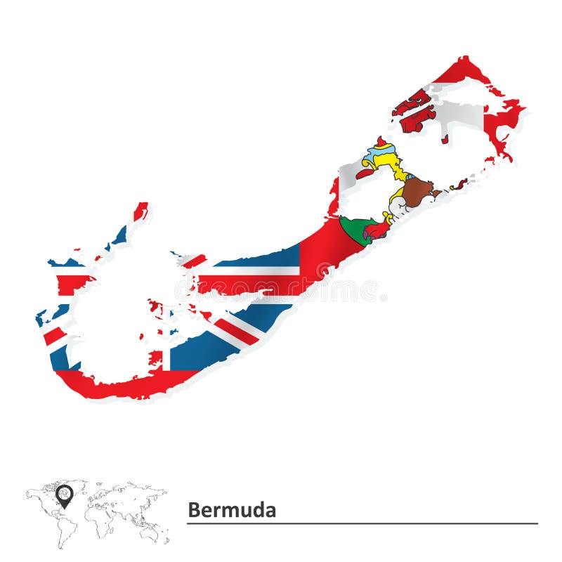 Map of Bermuda with flag stock vector. Illustration of political ...