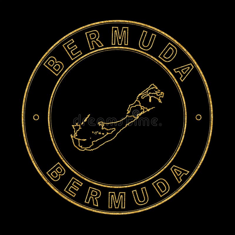 Map of Bermuda, Golden Stamp Black Background Stock Illustration ...