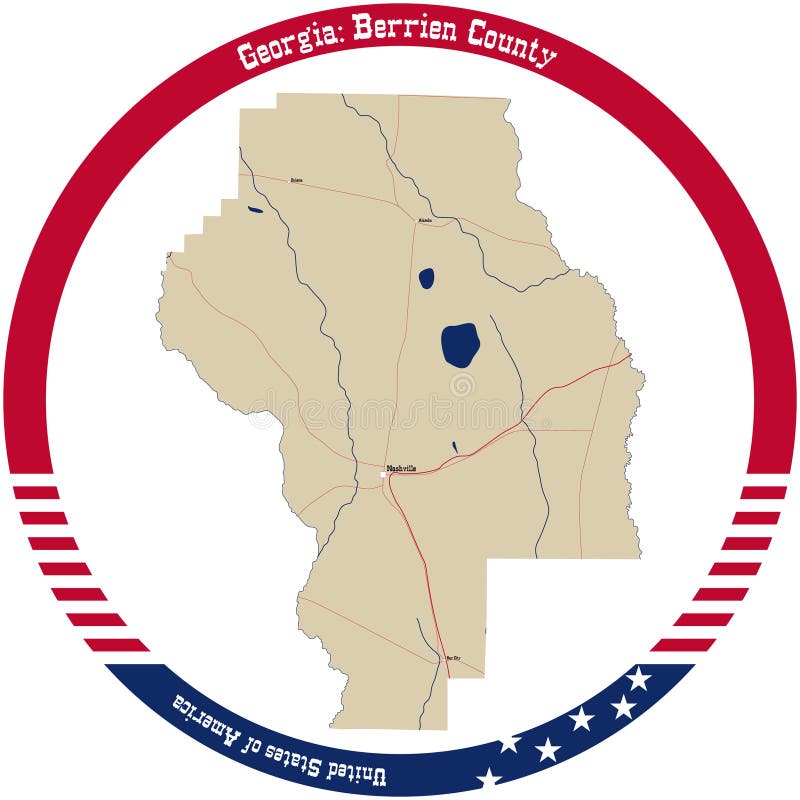 Map of Berrien County in Georgia, USA Stock Vector - Illustration of ...