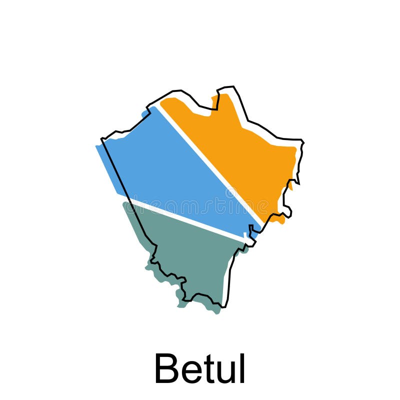 Map of Betul Vector Design Template, National Borders and Important ...