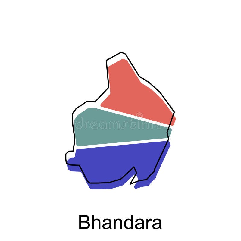 Map of Bhandara Modern Geometric Illustration, Map of India Country ...