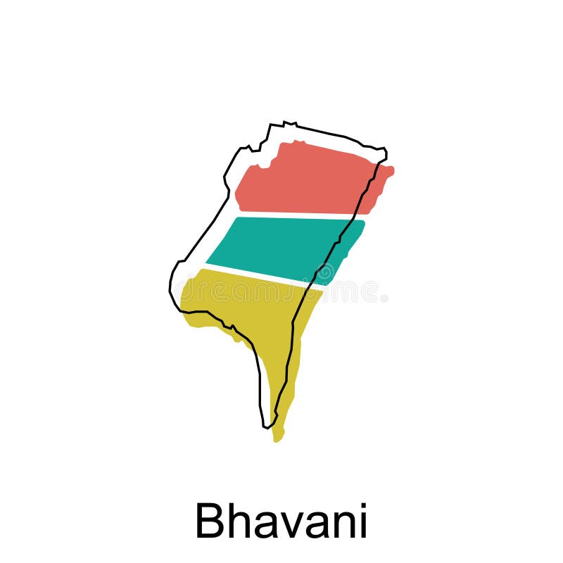 Map of Bhavani Vector Design Template, National Borders and Important ...