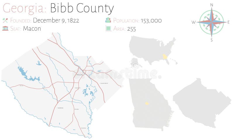 Map of in Bibb County Georgia Stock Vector - Illustration of american ...