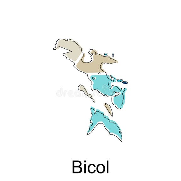 Map of Bicol Vector Design Template, National Borders and Important ...