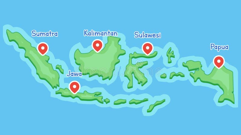 Map of Big Islands in Indonesia Stock Video - Video of sumatra ...