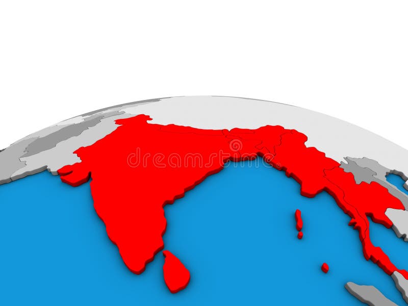 Map of BIMSTEC Memeber States on 3D Globe Stock Illustration ...