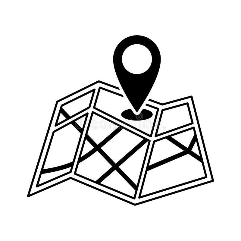 Map with a Black Location Pin Icon. Concept of Navigation, GPS ...