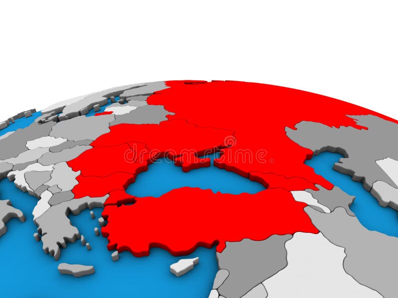 Map of Black Sea Region on 3D Globe Stock Illustration - Illustration ...